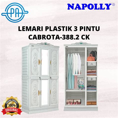 Jual LEMARI PLASTIK NAPOLLY 3 PINTU CABROTA 388 2 CK CERMIN HANGER