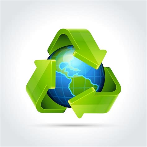 Premium Vector D Recycle Arrows Icon And Earth Globe Vector Illustration