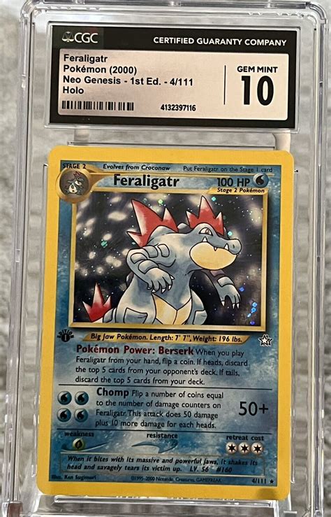 Pokemon Neo Genesis St Edition Holo Psa Feraligatr Cgc Gem