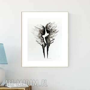 grafika 40x50 cm malowana ręcznie abstrakcja styl skandynawski czarno