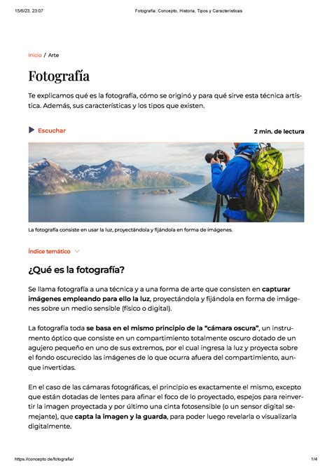 Fotografía Concepto Historia Tipos y Características Fotografía