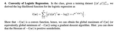 solved convexity of logistic regression in the class given training dataset x y nl we