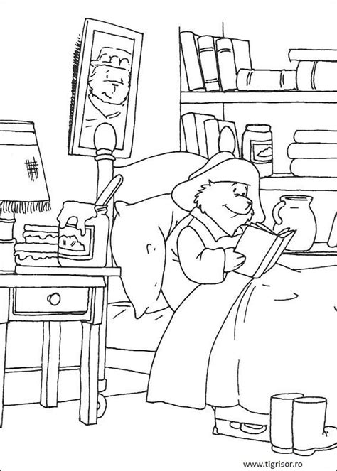 Plansa De Colorat Cu Ursuletul Paddington Citind O Carte Planse De