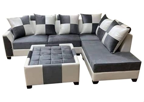 Wooden 5 Seater Leather L Shape Sofa Set With Lounger At Rs 28000 Set