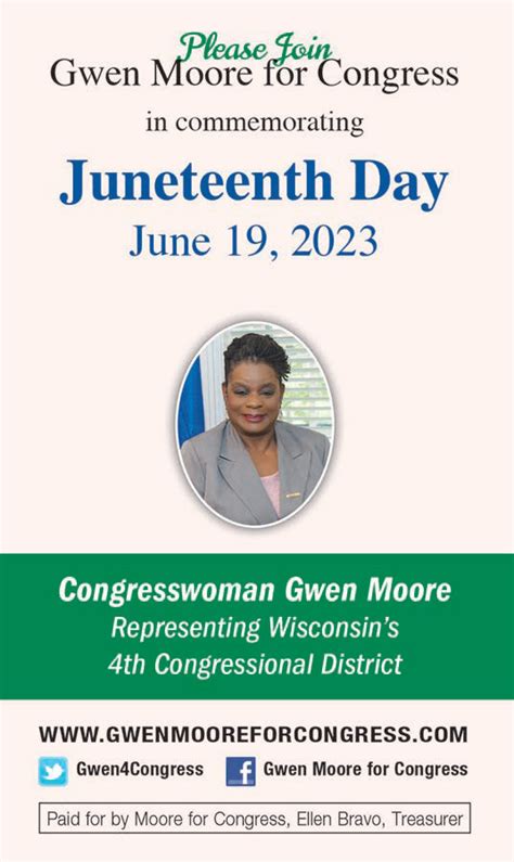 Please Join Gwen Moore For Congress In Commemorating Juneteenth Day
