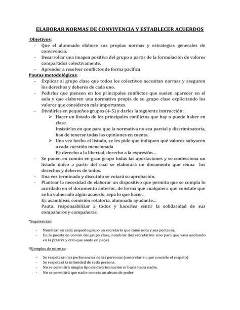 Elaborar Normas De Convivencia Y Establecer Acuerdos