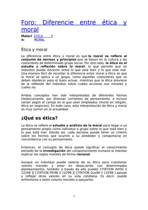 Diferencia Entre Etica Y MORA Foro Diferencie entre ética y moral