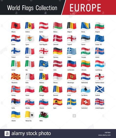 Banderas de Europa ondeando en el viento colección banderas mundo