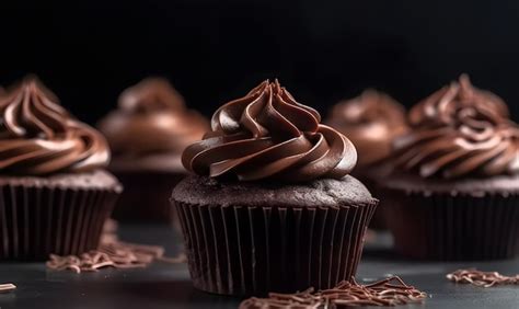 Una Magdalena De Chocolate Con Glaseado De Chocolate Sobre Un Fondo