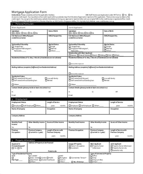 Printable Mortgage Application Form Pdf Printable Forms Free Online