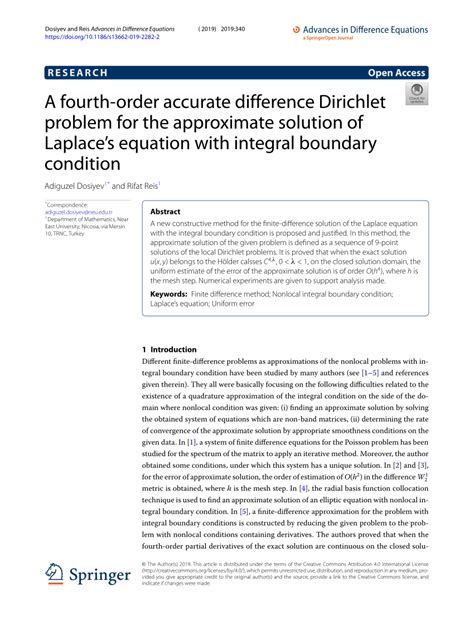 pdf a fourth order accurate difference dirichlet problem for the approximate solution of
