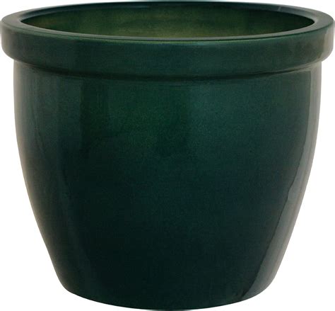 K K Venus II Pot de fleurs en céramique Vert brillant 28 x 20 cm