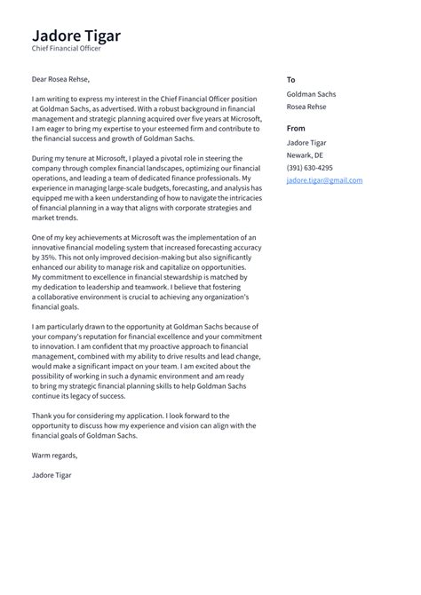 Chief Financial Officer Cover Letter Examples And Templates