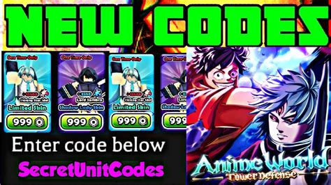 ALL NEW SECRET CODES FOR ANIME WORLD TOWER DEFENSE ROBLOX ANIME