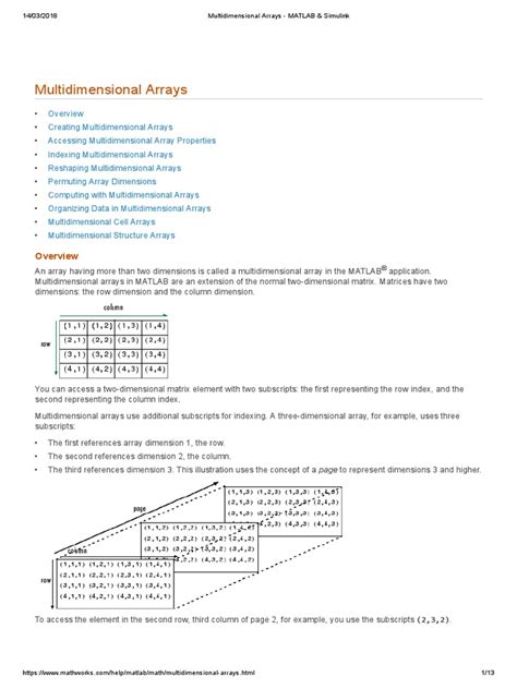 multidimensional arrays matlab and simulink pdf array data type matrix mathematics