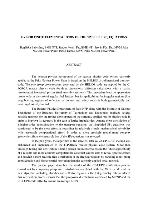 pdf hybrid finite element solution of the simplified p3 equations
