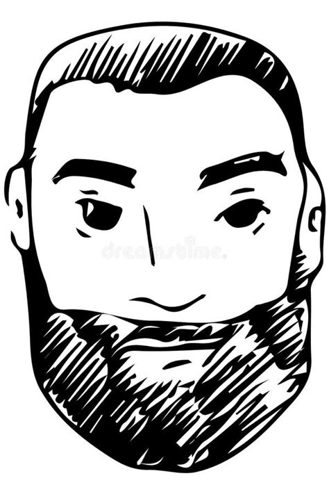 Vector Skizze Des Gesichtes Eines Erwachsenen Mannes Mit Einem Bart