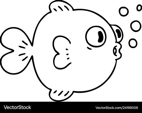 Quirky Line Drawing Cartoon Fish Royalty Free Vector Image