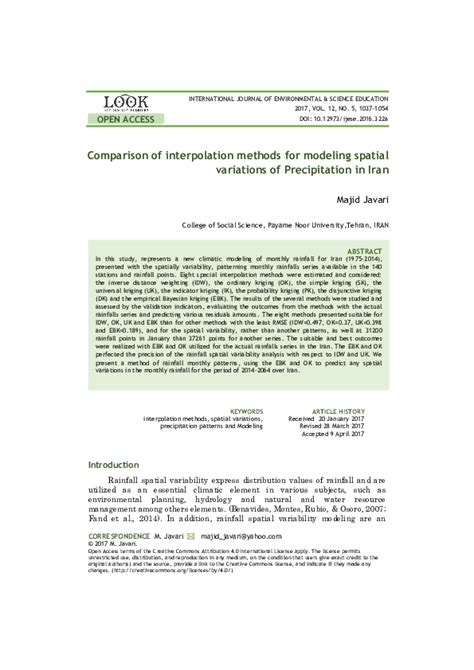 pdf comparison of interpolation methods for modeling spatial majid javari