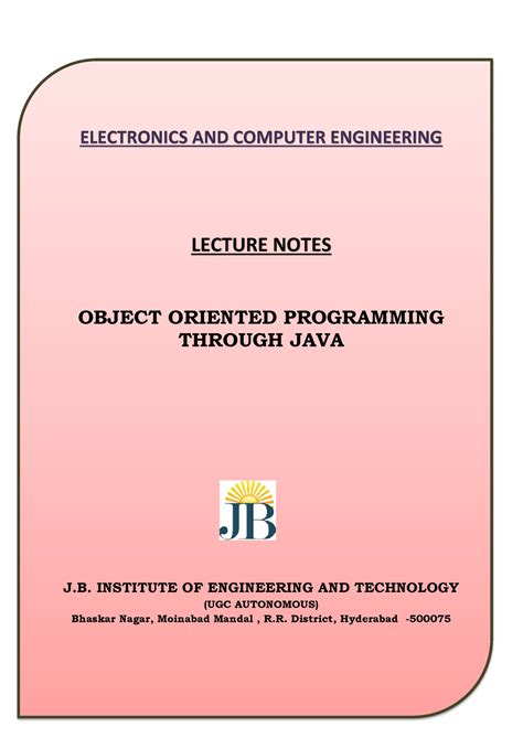 oop notes final oops notes electronics and computer engineering lecture notes object