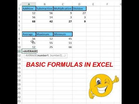 BASIC FORMULAS IN EXCEL Shorts Excel Formulas YouTube