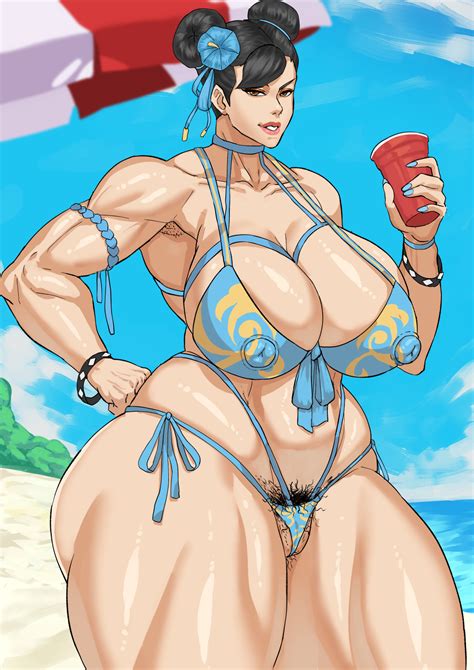 Rule 34 1girls Asian Female Beach Big Breasts Bikini Chun Li Cyberboi Female Female Only Hair
