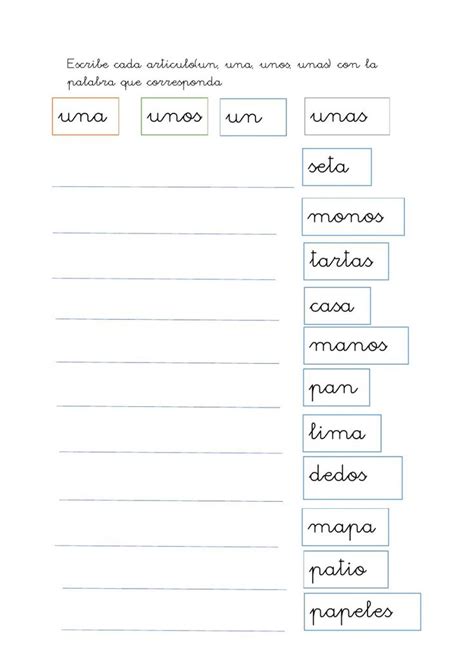 Articulos Un Una Unos Unas Worksheet