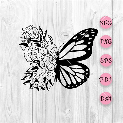 Buy Butterfly Svg Floral Butterfly Svg Butterfly Flower Svg Online In