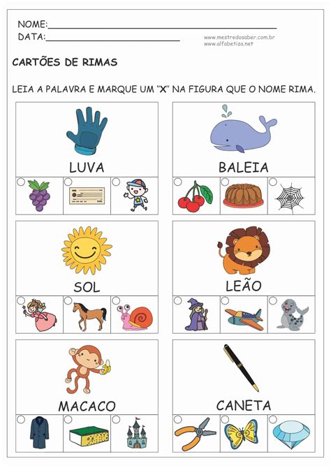 Atividades Rimas Mestre Do Saber
