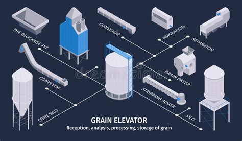Gráfico De Flujo Isométrico Del Elevador De Granos Ilustración del