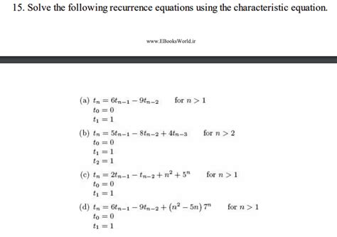 solved 15 solve the following recurrence equations using