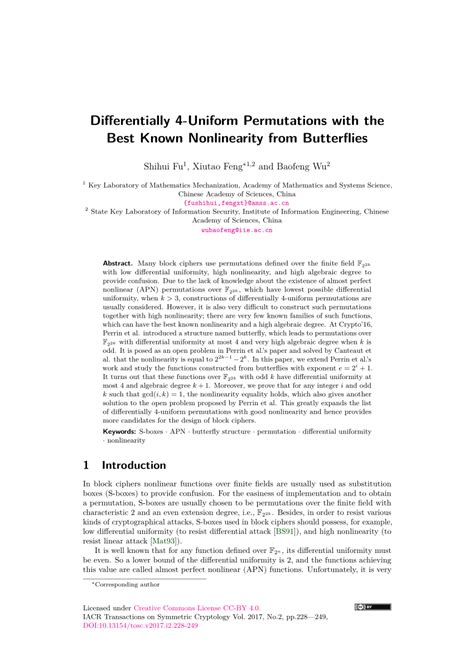 pdf differentially 4 uniform permutations with the best known nonlinearity from butterflies