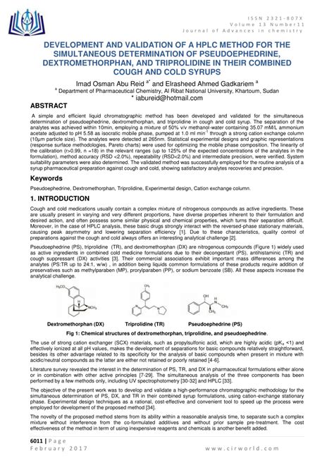 pdf development and validation of a hplc method for the simultaneous determination of