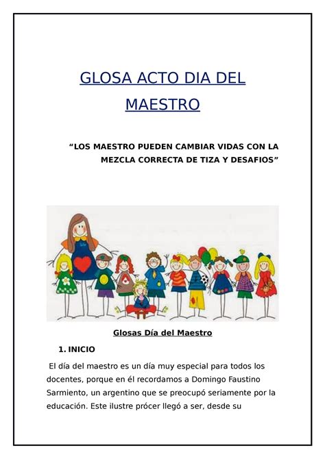 Glosas Acto Dia Del Maestro GLOSA ACTO DIA DEL MAESTRO LOS MAESTRO