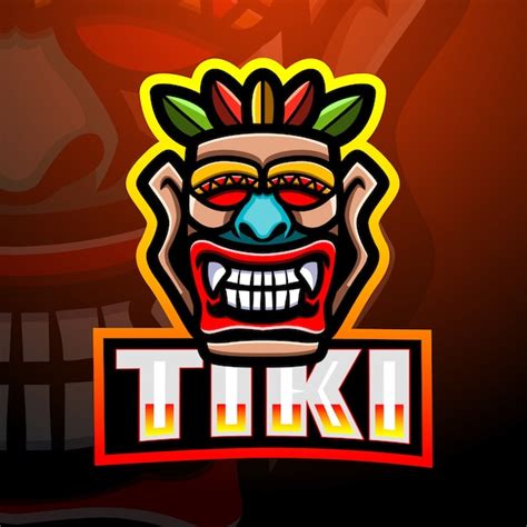 Ilustración de esport de mascota de máscara tiki Vector Premium