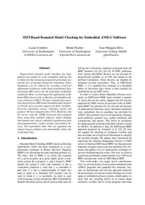 pdf smt based bounded model checking for embedded ansi c software lucas cordeiro