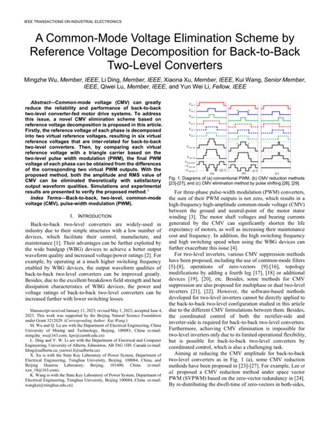 pdf a common mode voltage elimination scheme by reference voltage decomposition for back to