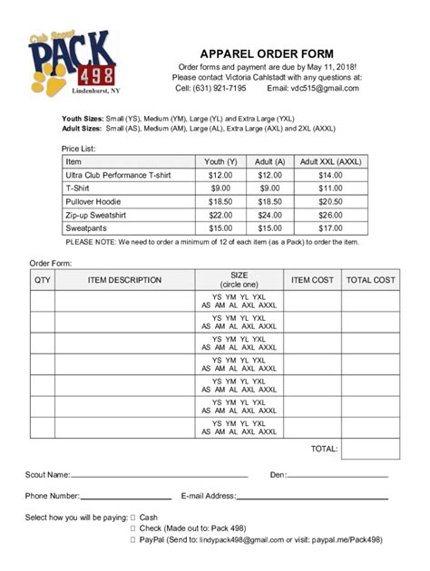 Fillable Online Order Forms And Payment Are Due By May 11 2018 Fax