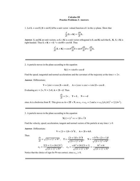 θ π calculus iii practice problems 3 answers