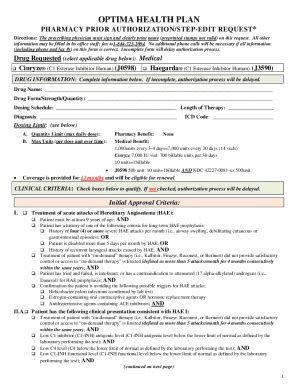 Fillable Online Fillable Online PHARMACY PRIOR AUTHORIZATION STEPEDIT
