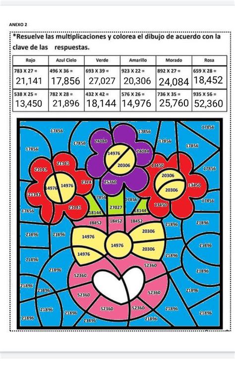 Resuelve Las Multiplicaciones Y Colorea El Dibujo Brainly Lat