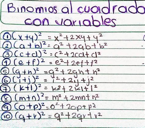 Productos Notables Binomio Al Cuadrado
