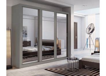 Lenox Sliding Mirrored Wardrobe With Drawers In Matt Grey 3 Door