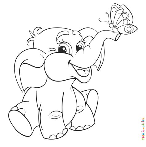 Coloriage éléphant 01 Un dessin de Tête à modeler