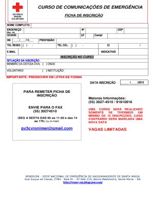 Preenchível Disponível Ficha Inscri o Curso Comunica es de Emergencia