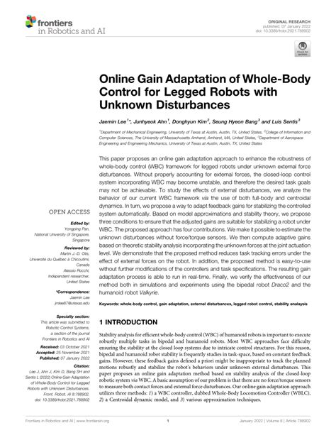 pdf online gain adaptation of whole body control for legged robots with unknown disturbances