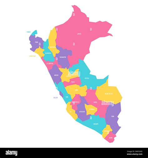 Perú Mapa político de las divisiones administrativas departamentos