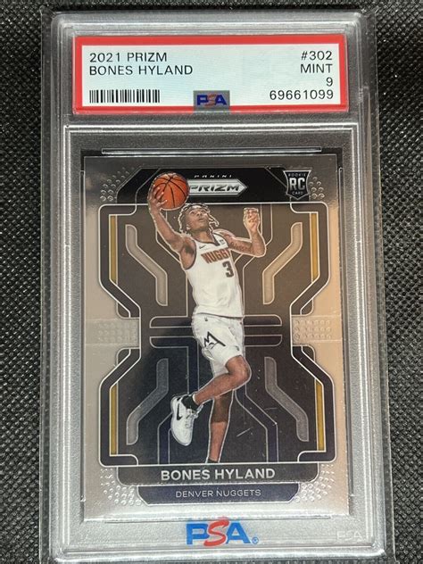 2021 Panini Prizm BONES HYLAND RC 302 PSA 9 MINT ROOKIE CARD Denver