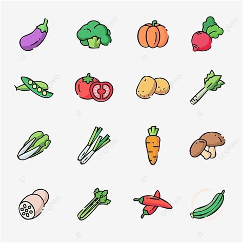 食材野菜と果物のアイコンアイコンセットイラストイラスト画像とPNGフリー素材透過の無料ダウンロード Pngtree