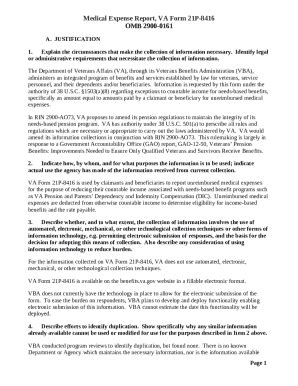 Fillable Online Supporting Statement Va Request For Omb Report